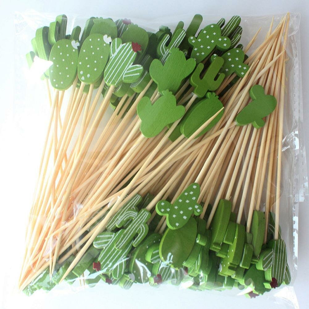 100шт кактусовые фруктовые палочки Рождественское украшение одноразовые бамбуковые