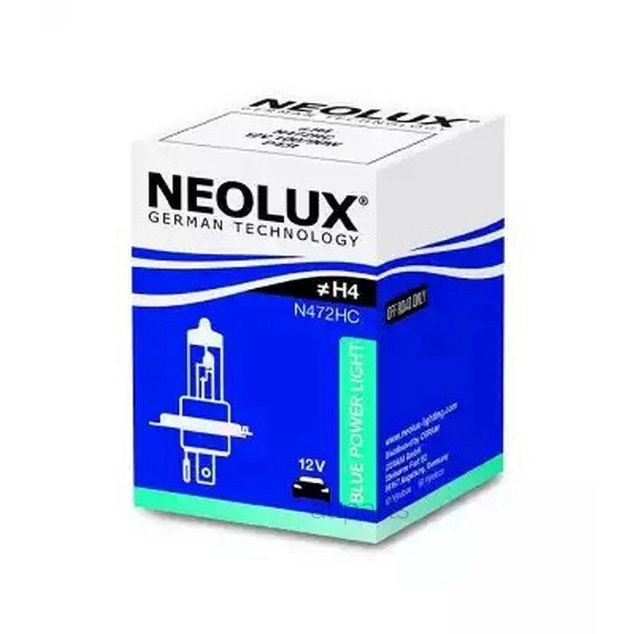 NEOLUX N472HC Лампа H4 12V 100/90W P43t BLUE POWER LIGHT (коробка 1шт.)