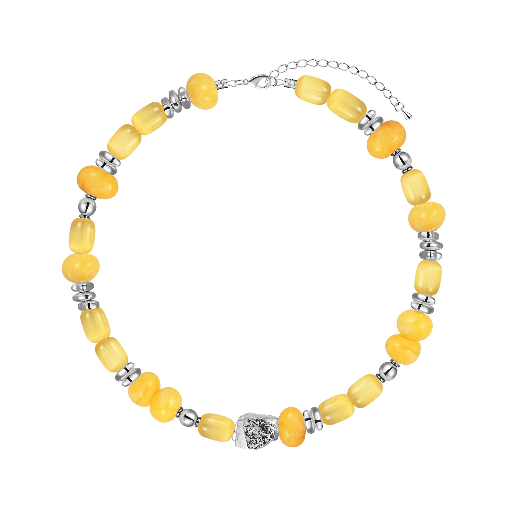 Колье, пирит, селенит, гематит, агат