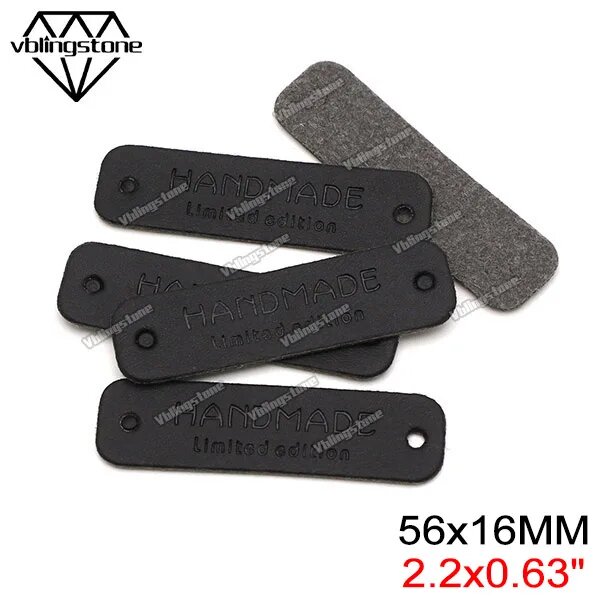 Ручные кожаные этикетки для одежды 50 шт Черный, Black