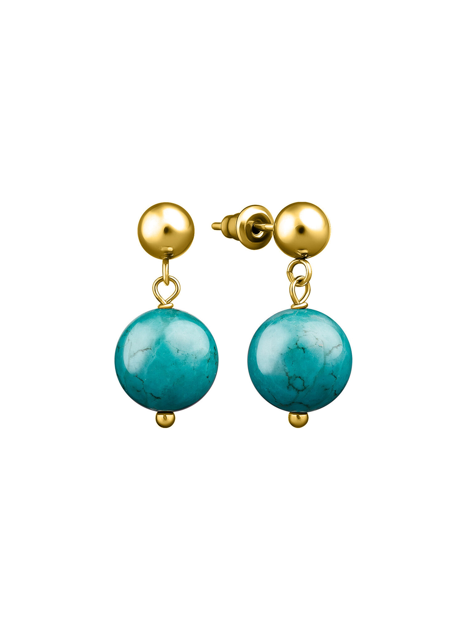 Серьги LU Jewel, говлит, размер 6 мм, золотой, голубой — фото 1