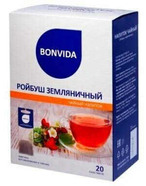 Напиток чайный BONVIDA Ройбуш Земляничный, 20 пакетиков