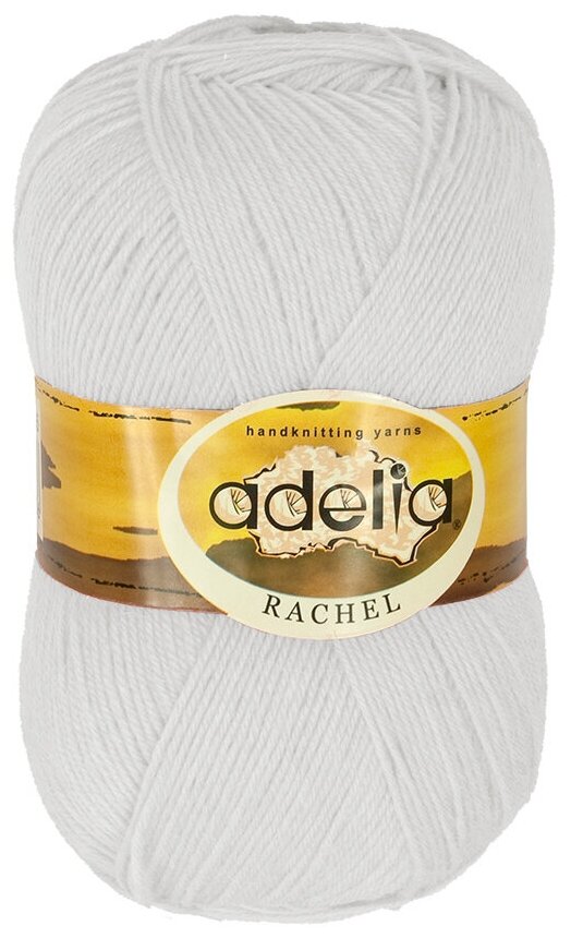 Пряжа ADELIA "RACHEL" 90% шерсть, 10% полиэстер 100 г 400 м №01 белый