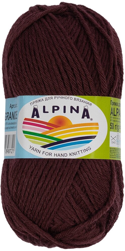 Пряжа ALPINA "ALPACA GRANDE" 65% альпака, 35% мериносовая шерсть 50 г 118 м 09 бордовый