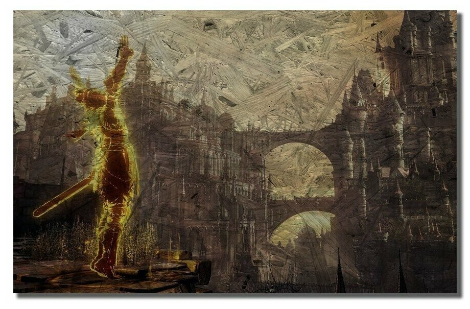 Картина интерьерная на рельефной доске, рисунок игра Dark Souls - 6786 Г