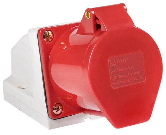 Розетка кабельная 16А 3Р+N+Е IP44 на поверхность 380В EKF ps-115-16-380