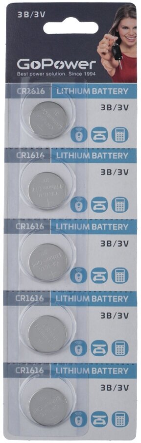 ABC Батарейка GoPower Lithium CR1616 00-00023144, 3.0В CR1616 (1шт./уп.) (ret)