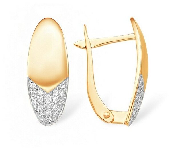 Серьги, красное золото, 585 проба, фианит