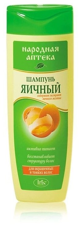 Iris cosmetic Шампунь для тонких и окрашенных волос Народная аптека Яичный 400мл