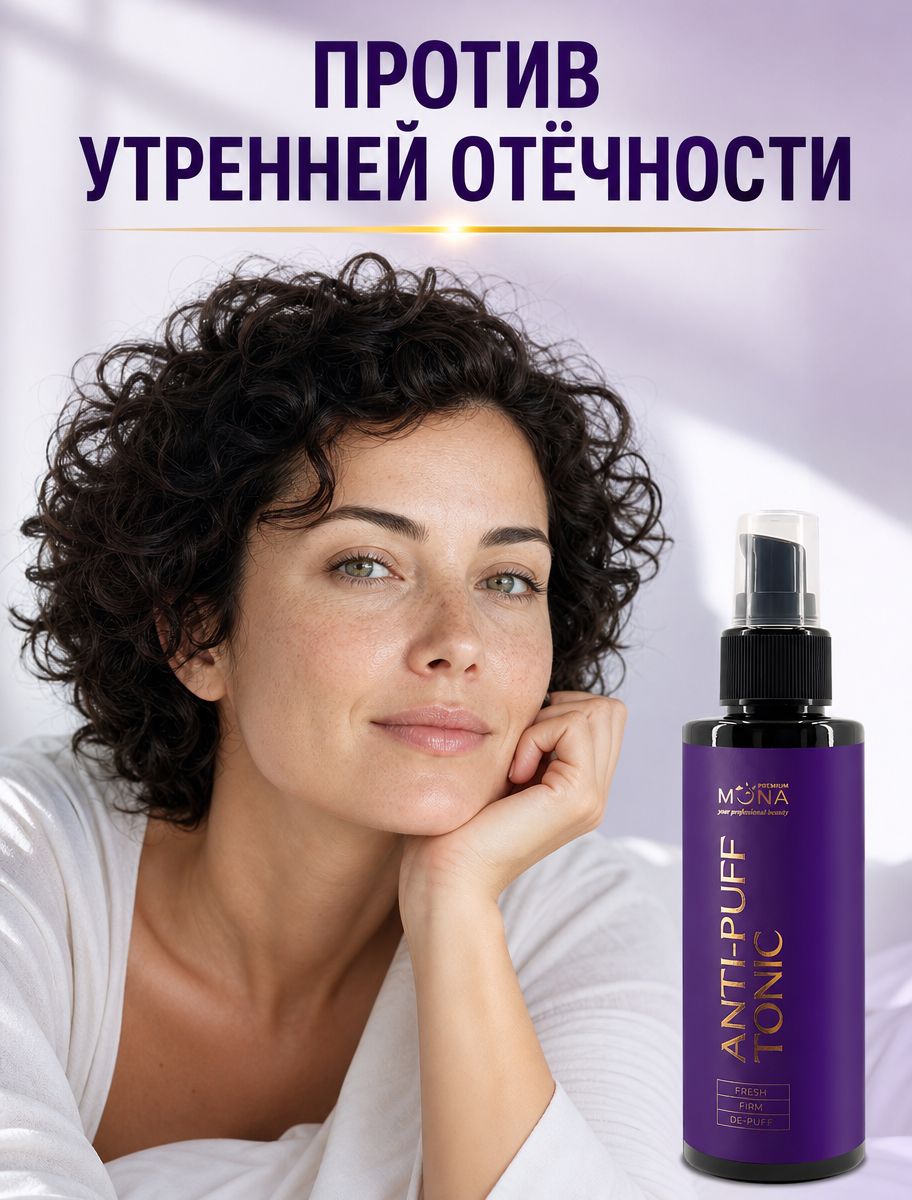 Тоник для лица с кофеином от отёчности Mona Premium,150 мл