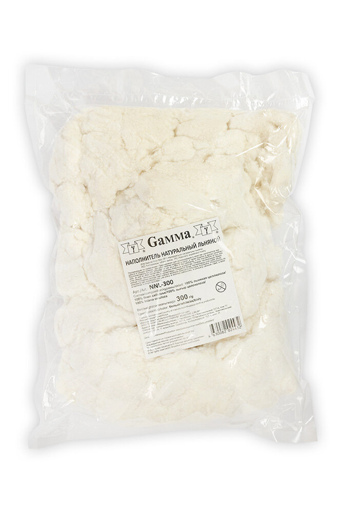 Gamma Наполнитель натуральный льняной NNL-300, 100% льняная целлюлоза, 300 г ±4 г, белый