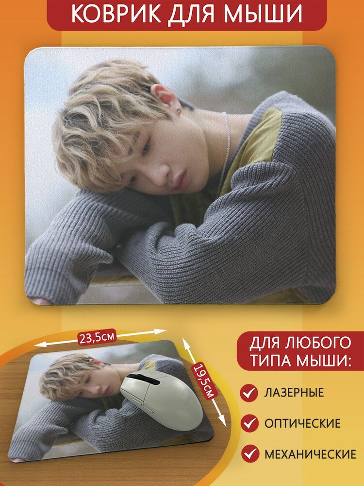 Коврик для мыши с принтом музыка Stray kids (к-поп, k-pop, Бан Чан, Чханбин, Хёнджин, Хан, Феликс, Сынмин, Ай Эн) - 2300