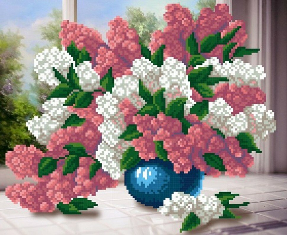 М. П. Студия Г-063 Ткань с рисунком для вышивания бисером, 23 x 28 см (Бисер в комплект не входит.)