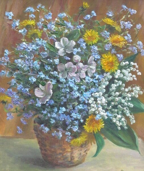 ART-Salon at Oktyabrskaya картина "Весенние цветы", 40х35 см; холст, масло; авторская работа