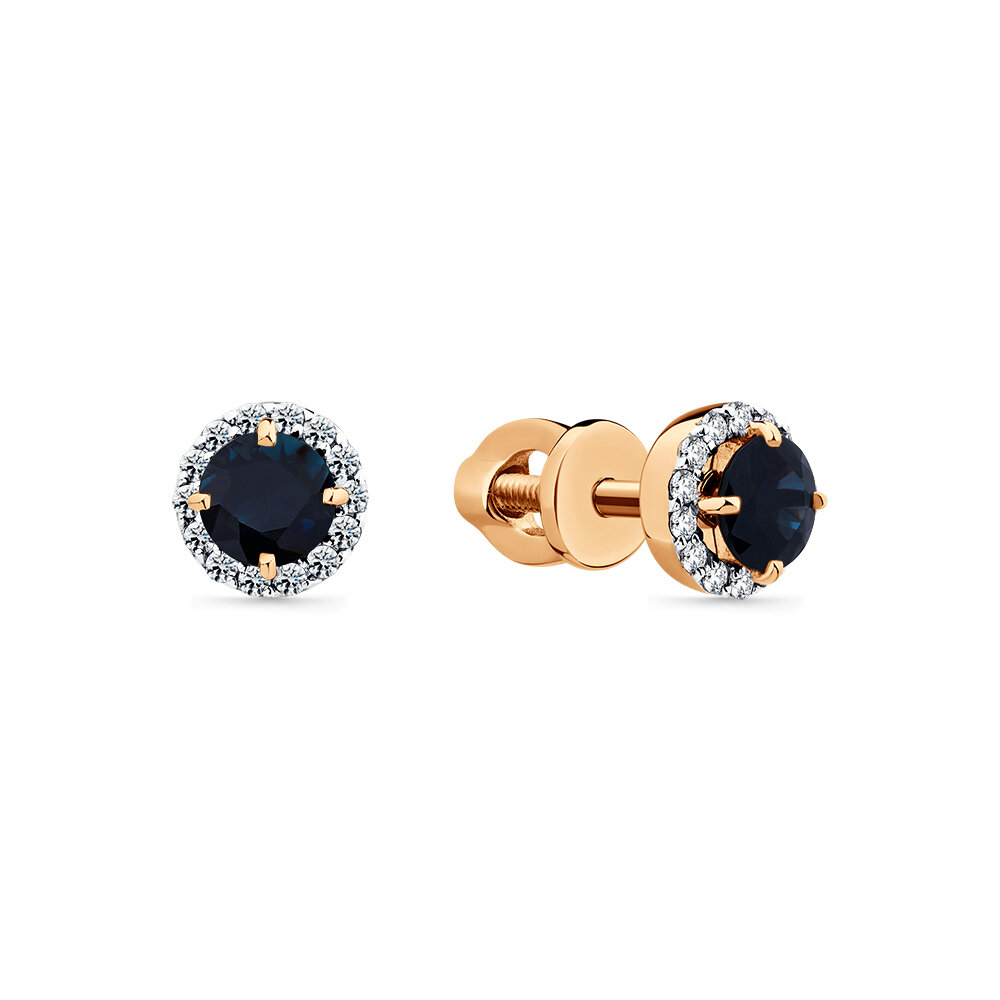 Серьги, красное золото, 585 проба, бриллиант