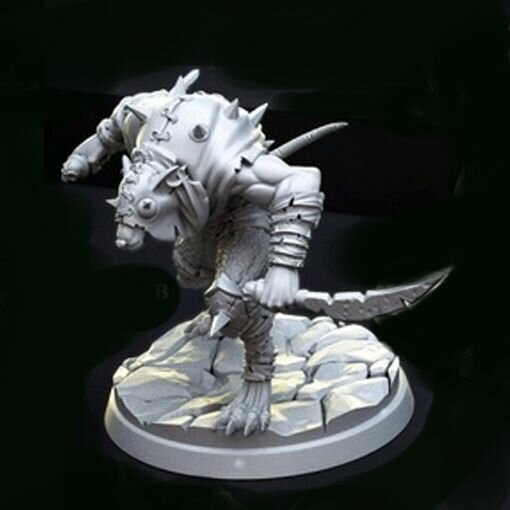 Крыса воин-ассасин 32мм (Skaven, Rat, Мышь) миниатюра для DnD (ДнД) и других Настольных игр( НРИ, Варгеймов или РПГ), фентези тематика