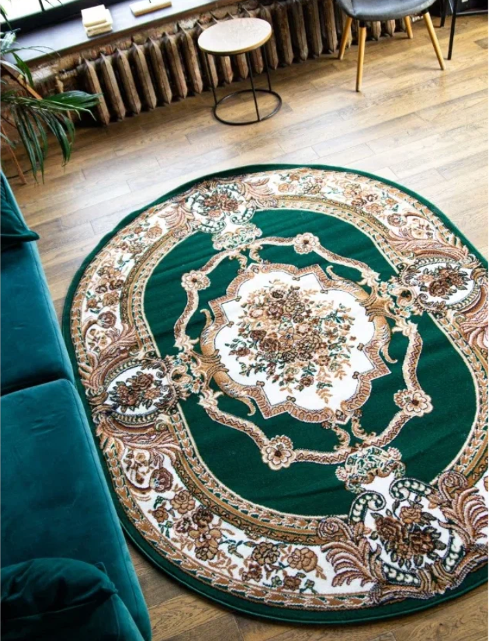 Ковер 15318 Овал Beige-Green 200х300 см, с ворсом, на пол, интерьерный, в прихожую, в детскую, в гостиную, прикроватный, в кухню