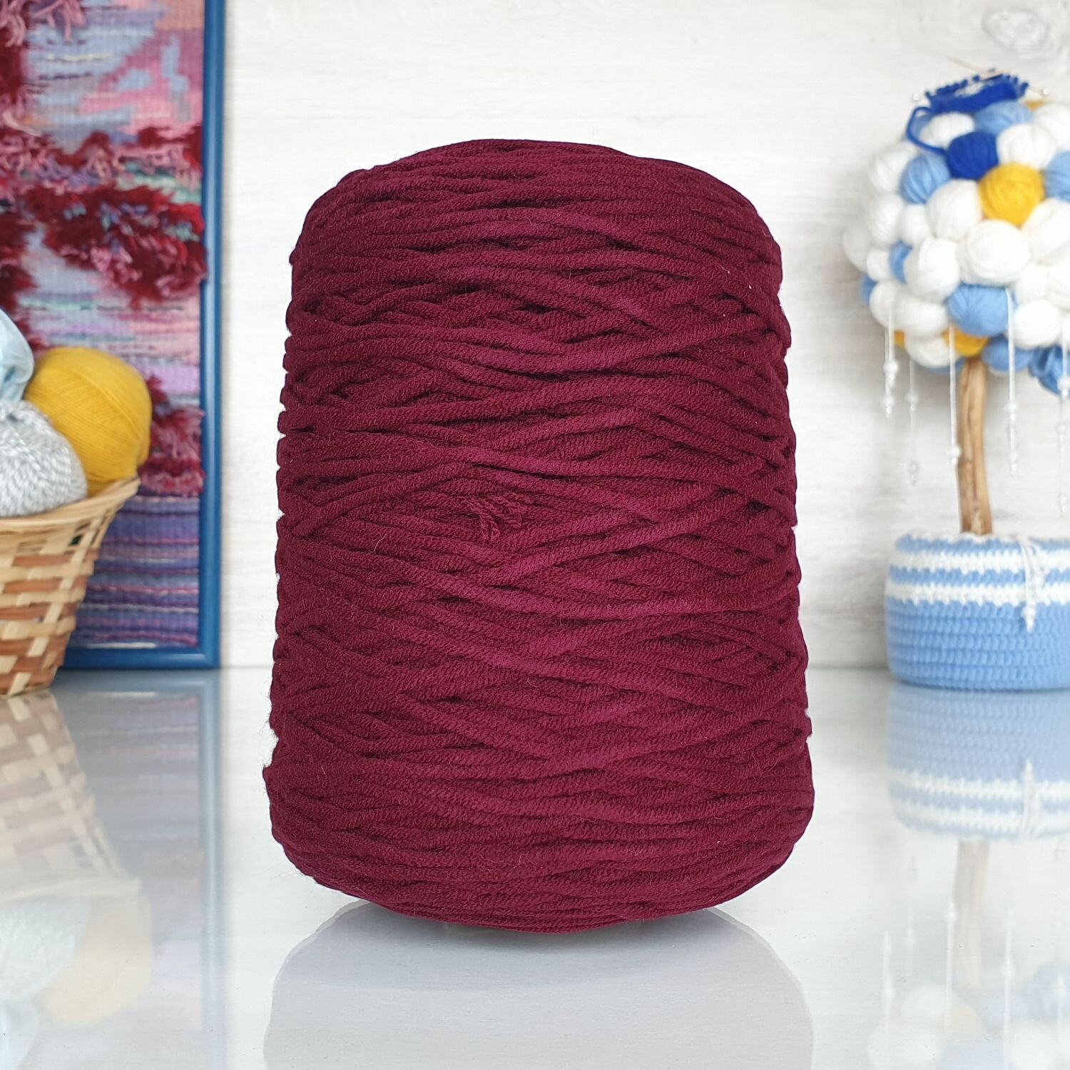 Пряжа MALIK HOBBY Соловей, тафтинг, бордовый - 26, 100% акрил, 1 бобина, 400 г, 400 м.