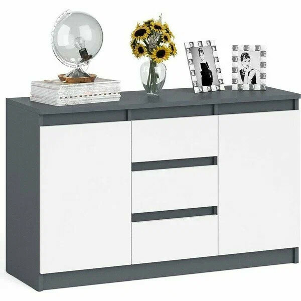 Комод МК1200.3 Мори цвет графит/белый, ШхГхВ 120,4х41х73 см СВК