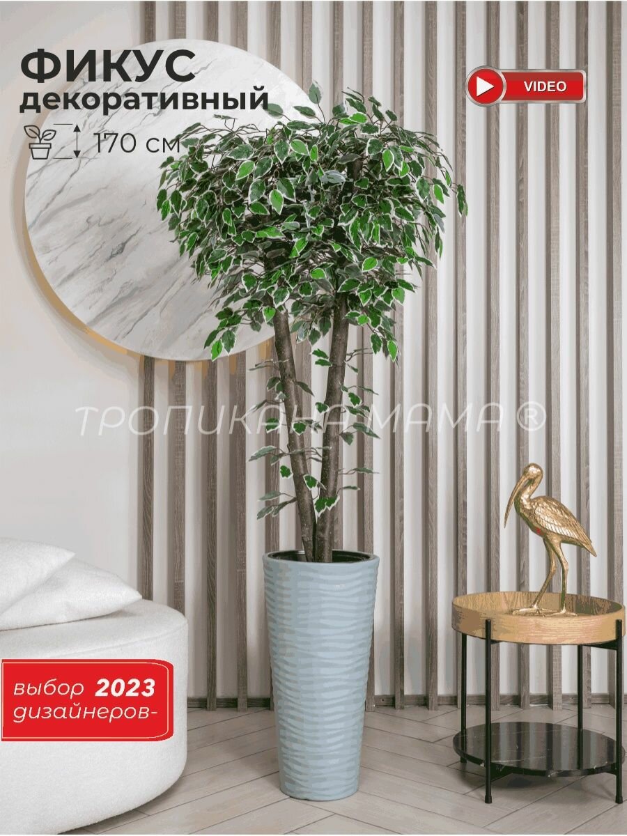 Искусственный цветок фикус в кашпо