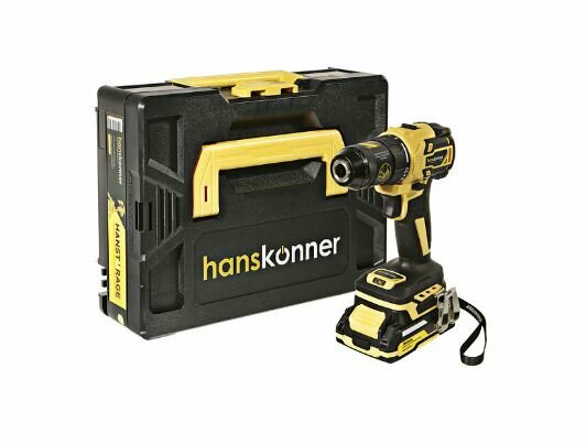 Дрель-шуруповерт Hanskonner HCD2065BLC аккумуляторная бесщеточная (18В, 2акк*2Ач 1BatterySystem, 65Нм, кейс HS)