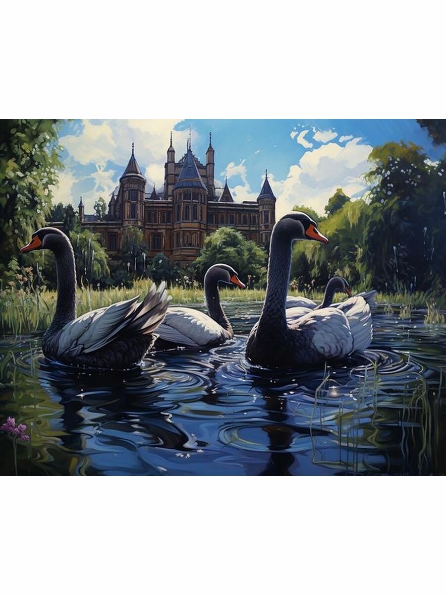 Картина по номерам лебеди у замка 40х50