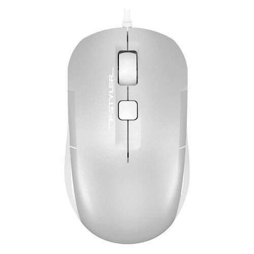 Мышь A4TECH Fstyler FM26, оптическая, проводная, USB, серебристый и белый [fm26 usb (icy white)]