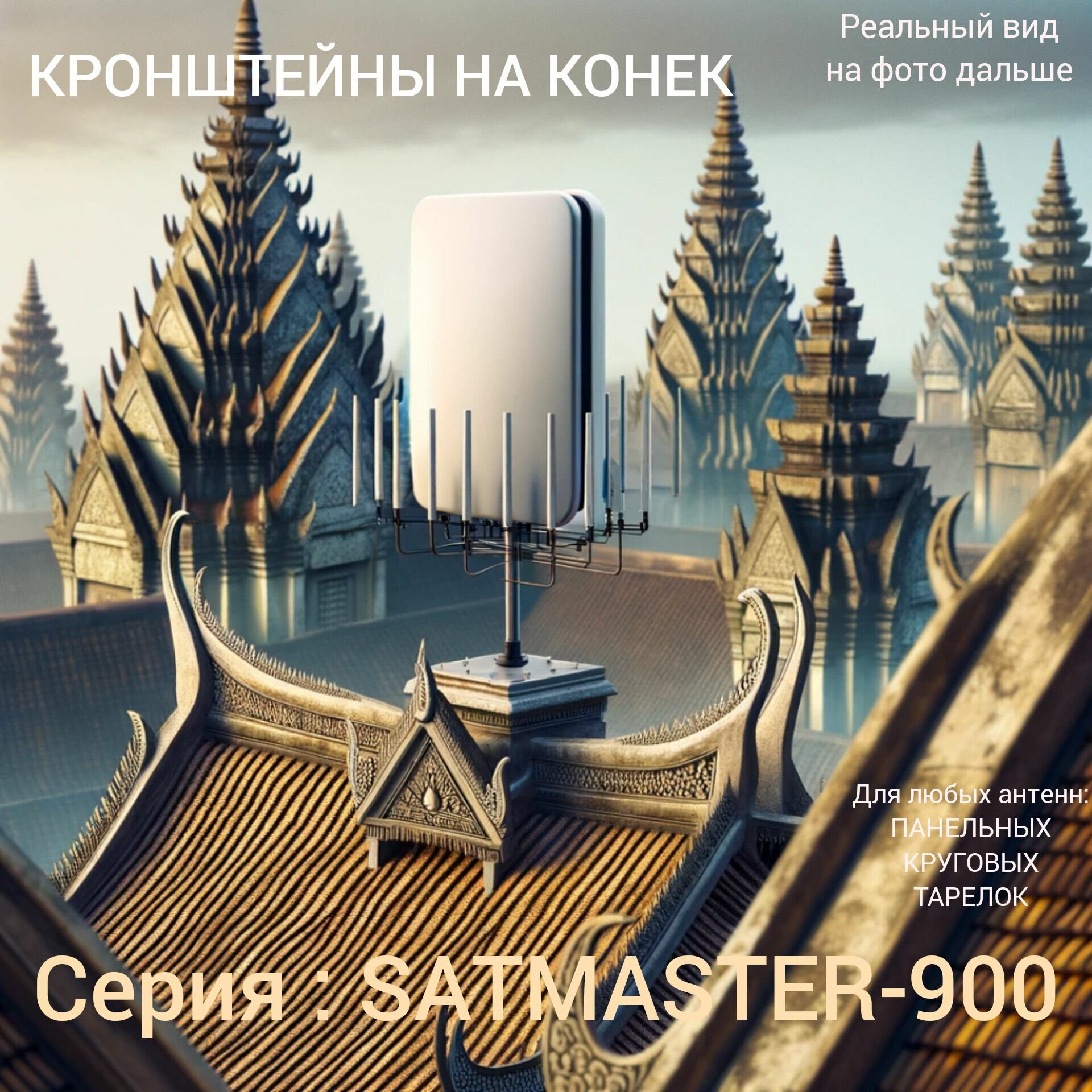 Кронштейн антенный усиленный "MAIMA-122294" серый высота 0,9м на конёк, обжато 120мм