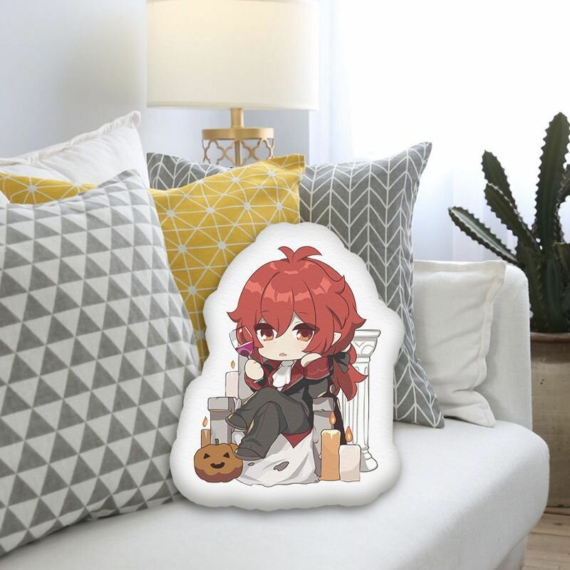 Мягкая фигурная подушка Чиби Genshin Impact - Дилюк BCH0808 40см