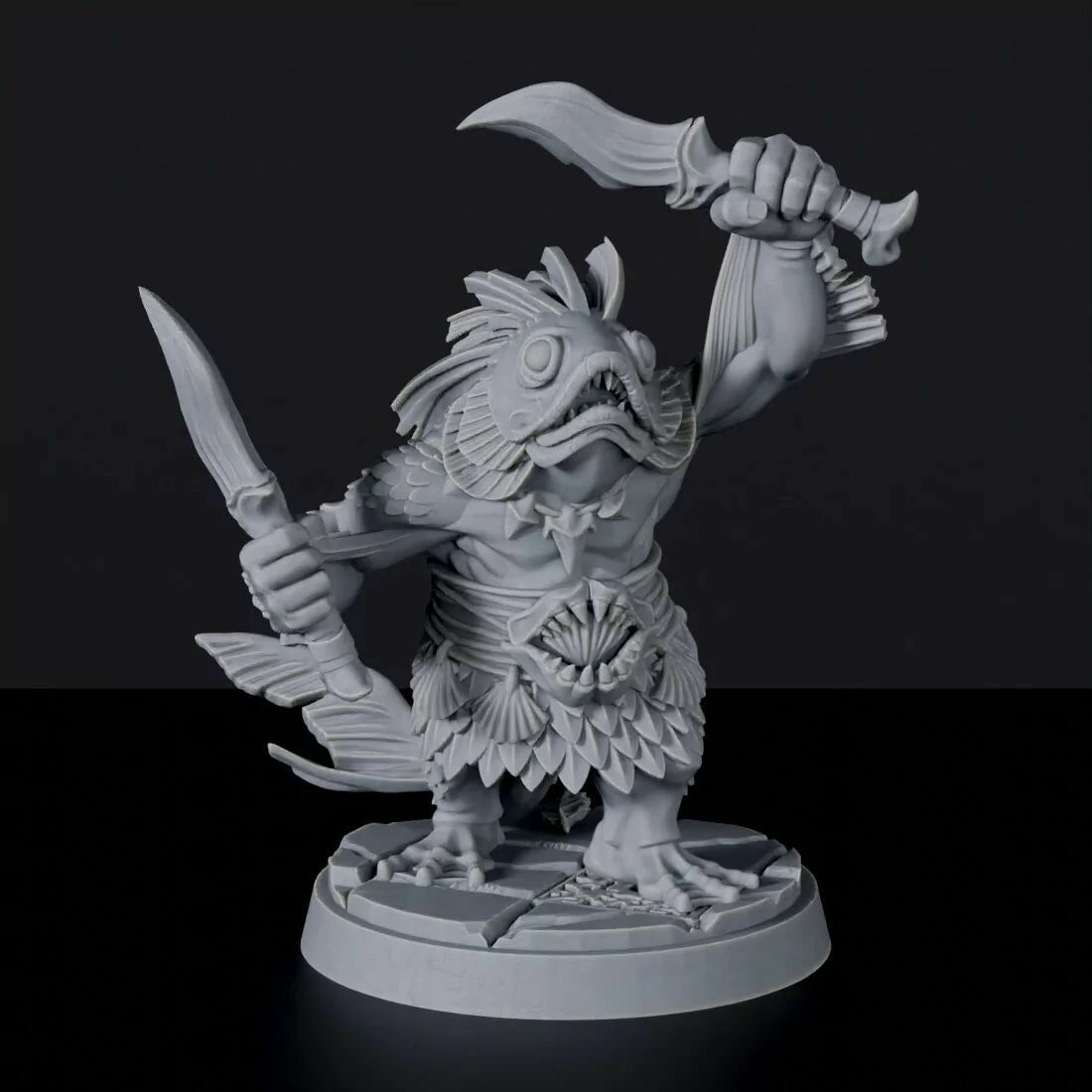Миниатюра D&D 'Рыболюд C' масштаб 32 мм (DnD, Dungeons & Dragons, ДнД, Подземелья и Драконы, Pathfinder)