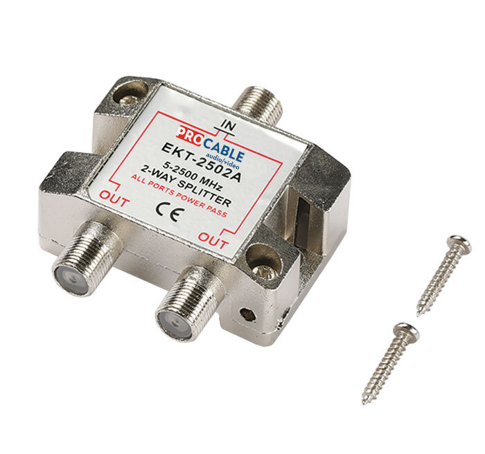 ТВ комплект №5: Сплиттер на 2 ТВ под F разъём 5-2500 MHz "спутник"