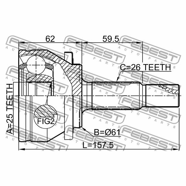 Ремкомплект шруса внешний для автомобиля Toyota, FEBEST 0110-ZRE181 (1 шт.)