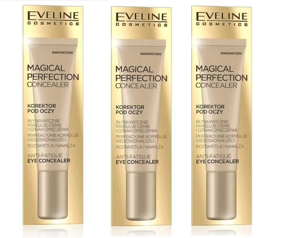 Eveline Cosmetics Консилер под глаза Eveline Magical Perfection, тон 01 light, 15мл - 3 штуки