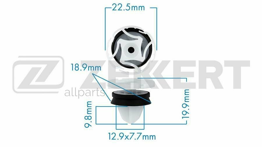 ZEKKERT BE-1667 Клипса крепёжная Citroen Mercedes-Benz Nissan Peugeot Renault (миним. кол-во заказа 10 шт)