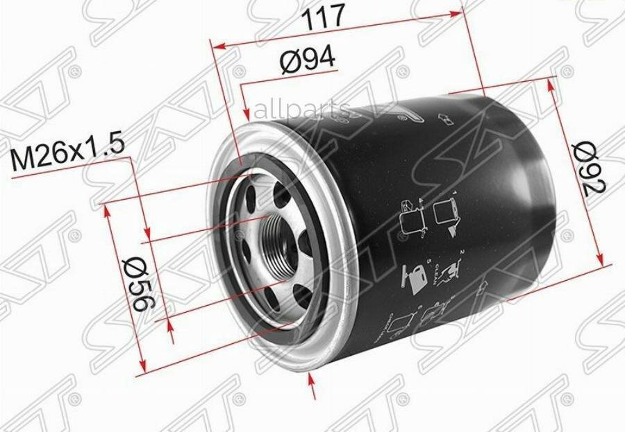 SAT ST-26310-4A000 Фильтр масляный Kia Carnival 99-06 / Sorento 02-09
