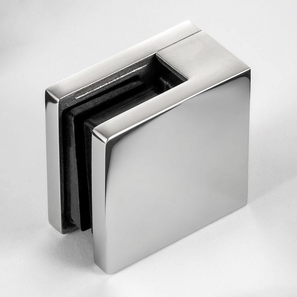 Стеклодержатель к плоскости литой из нержавеющей стали, размер 45x45x25 мм, 4 шт