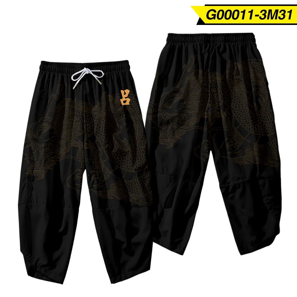 Мужской традиционный кимоно самурая из полиэстера Черный, 4XL, pant 3