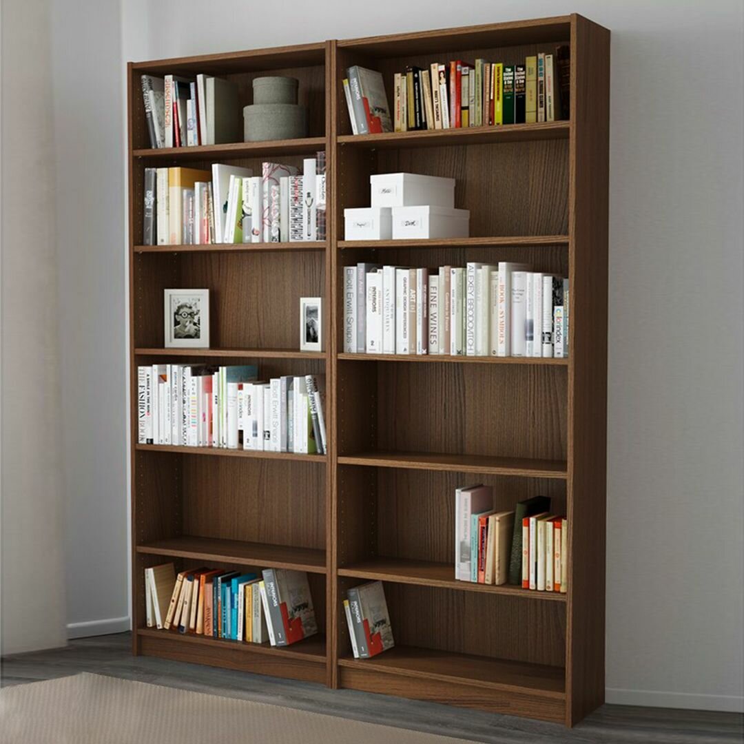 Стеллаж, 180х28х240см, Барни 03 С полками, Для книг, Деревянный, ЛДСП орех экко, FRESH мебель