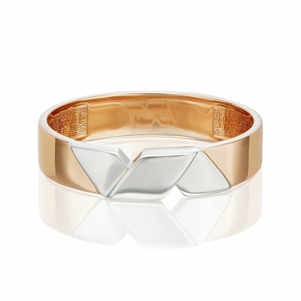 Кольцо обручальное, комбинированное золото, 585 проба, родирование