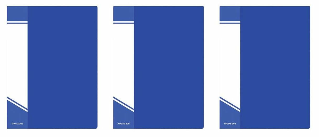 InФормат Папка с файлами пластиковая А5, карман для маркировки, синяя, 20 файлов, 550 мкм, 3 шт