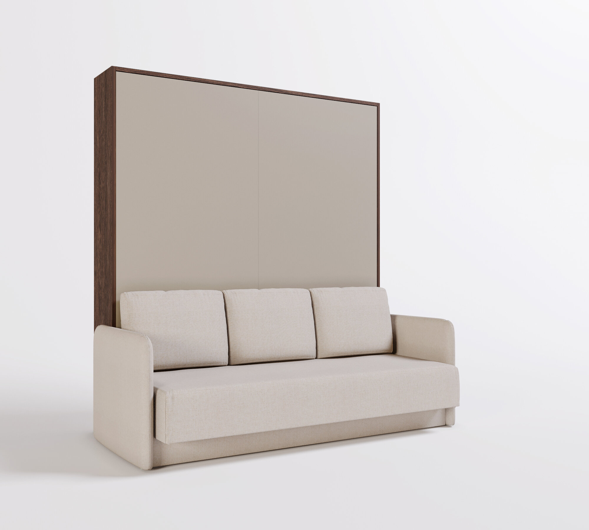 Шкаф кровать-трансформер с диваном Летто Пуф 1800 с узкими подлокотниками и нижней планкой Космо