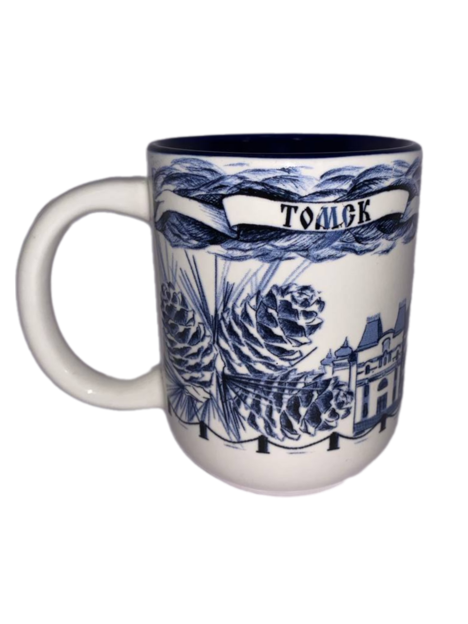 Кружка синяя роспись Томск 300мл