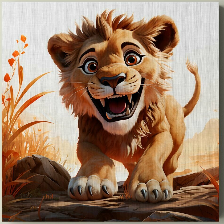 Картина для интерьера 45 х 45 см. Львенок