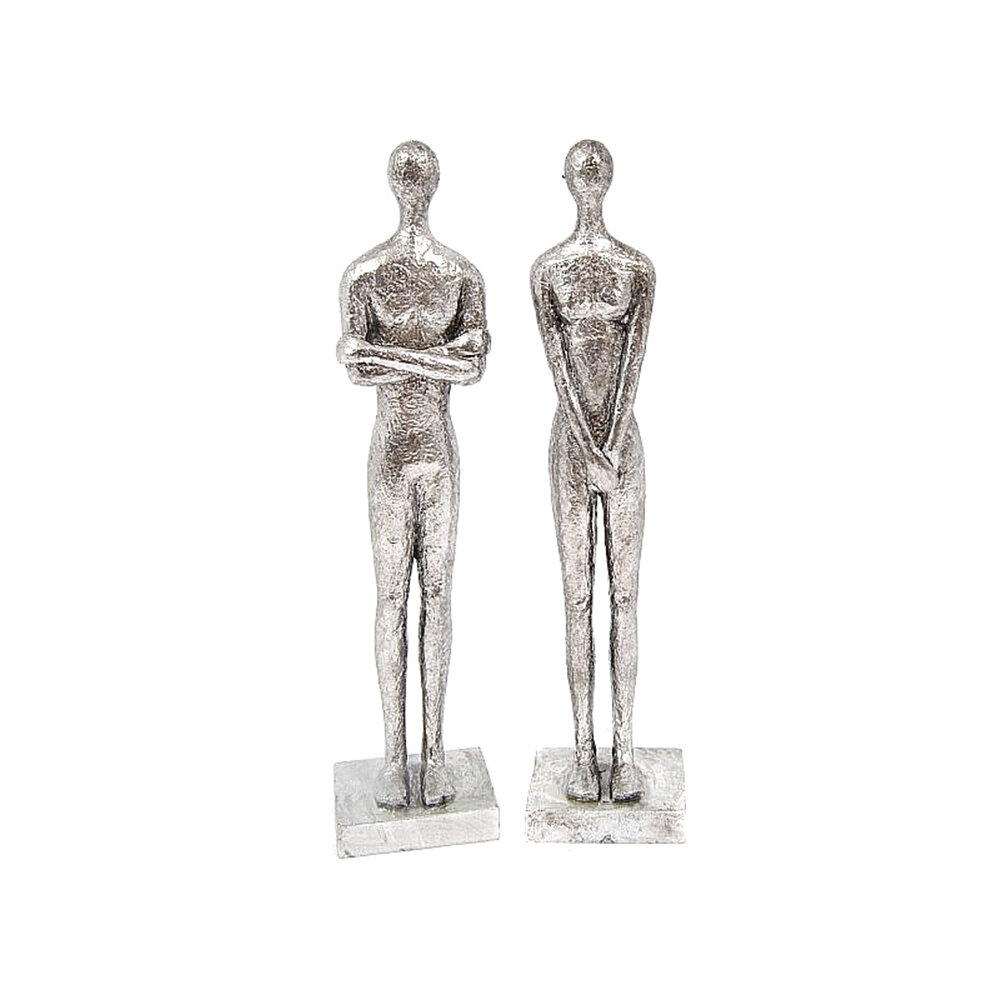 Комплект декоративных фигурок "Мужчина и Женщина" Home Edelweiss LF145, полирезин, серебристый, 35см, 57906