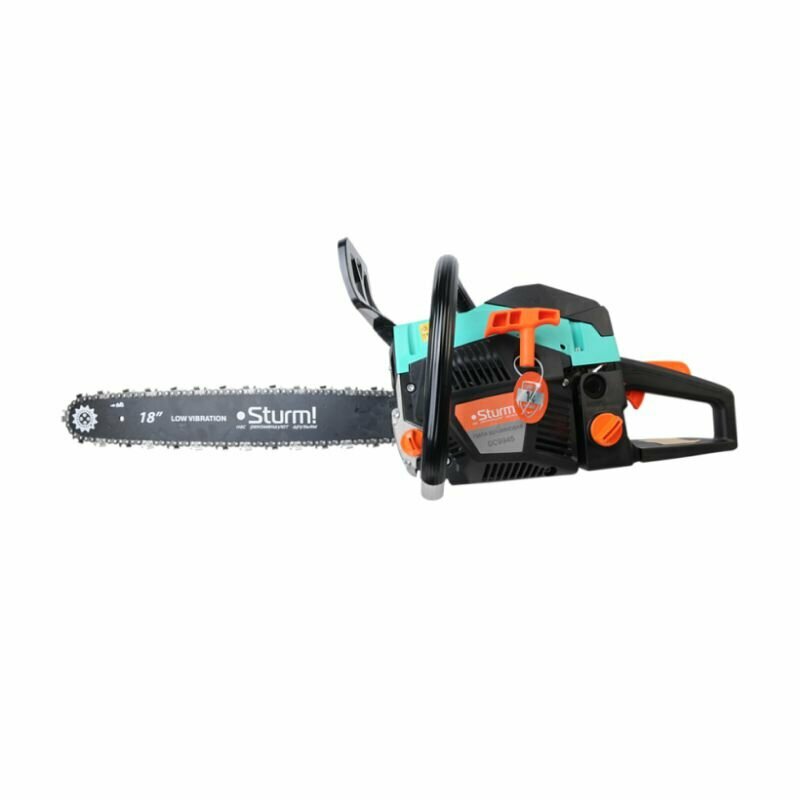 Бензопила Sturm! GC9945 Мощность двигателя - 3,13 л. с. (2,3 кВт) Тип двигателя - 2-х тактный Длина шины - 18" / 45 см