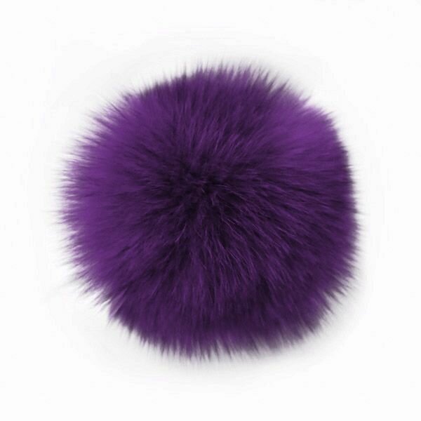 Помпон меховой (лиса) 10-12 см (5 штук) фиолетовый
