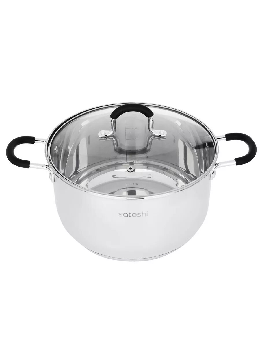 Кастрюля 24х13,5см, 5,9л, со стекл. крышкой, индукция