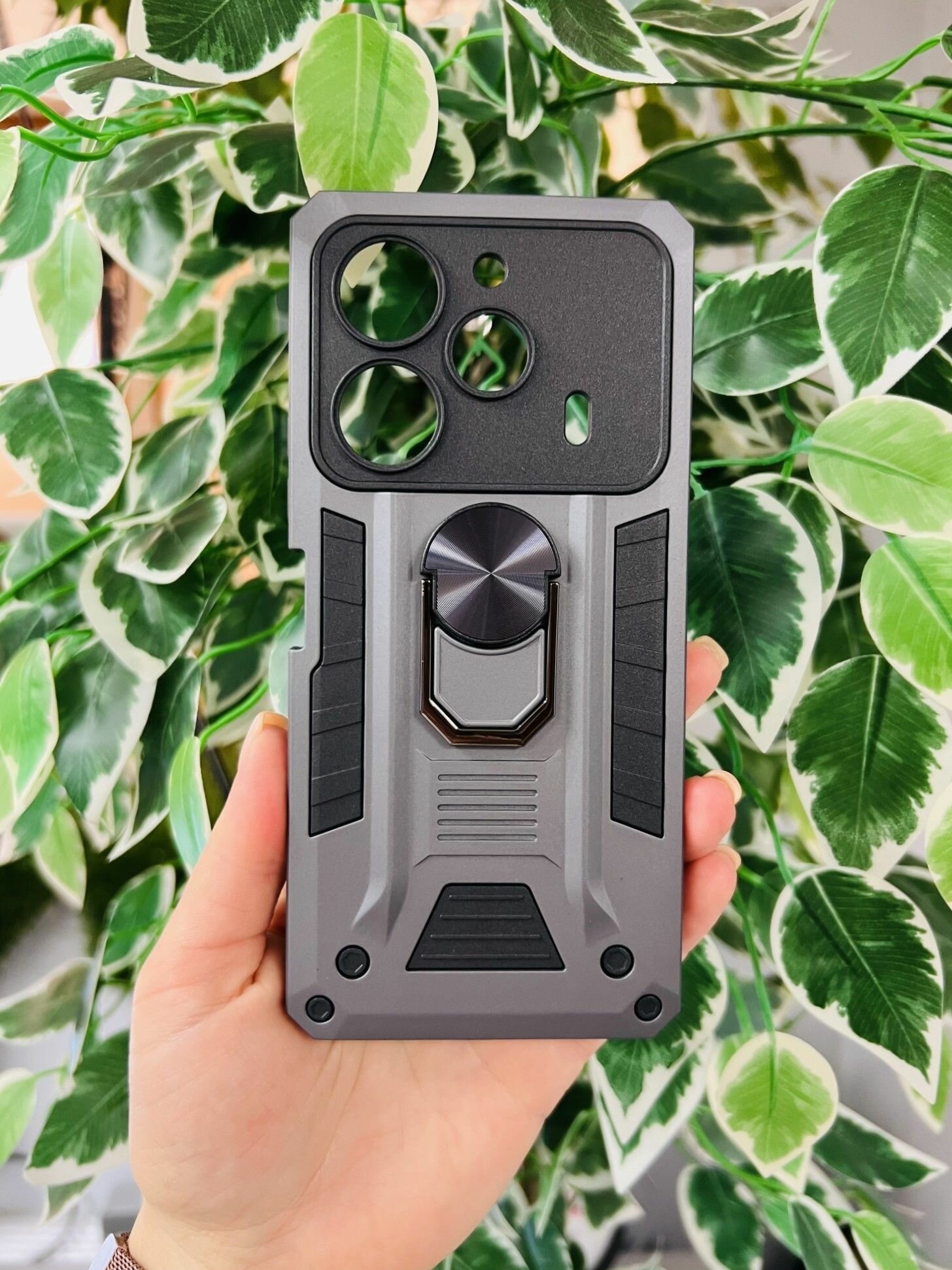 Чехол противоударный military для Tecno Pova 6 и Tecno Pova 6 Pro / Техно Пова 6 и Техно Пова 6 Про (Серый)