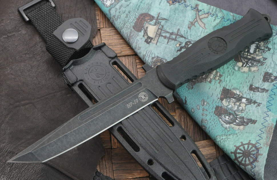 Нож разведчика Кизляр НР-19 черный, черный stonewash