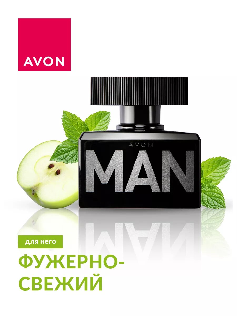 Туалетная вода Avon "Man", для него, аромат древесный, восточный, фруктовый, рефилл, 75мл